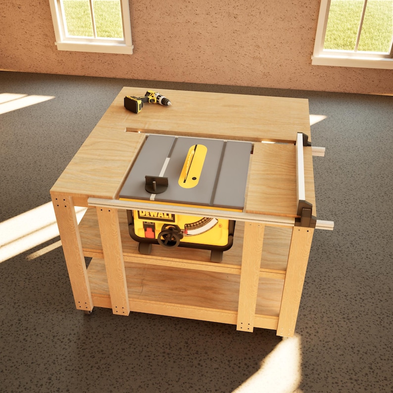 DIY Table Saw Workbench Plans: Modular Woodworking Table With Shelves ...
