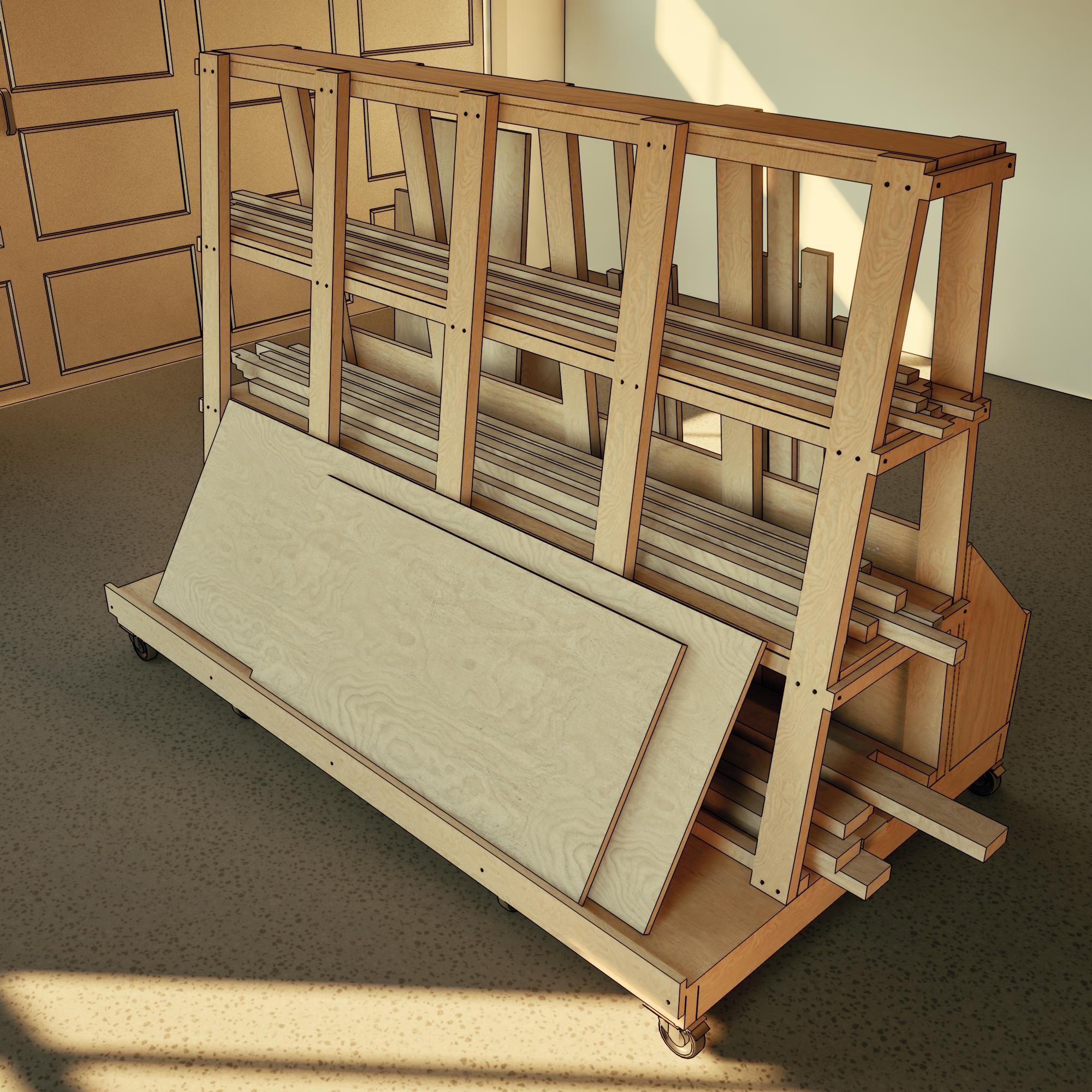 DIY 4x7 Ft Rolling Wood Storage Cart Plans – Mobile Workshop Organizer ...