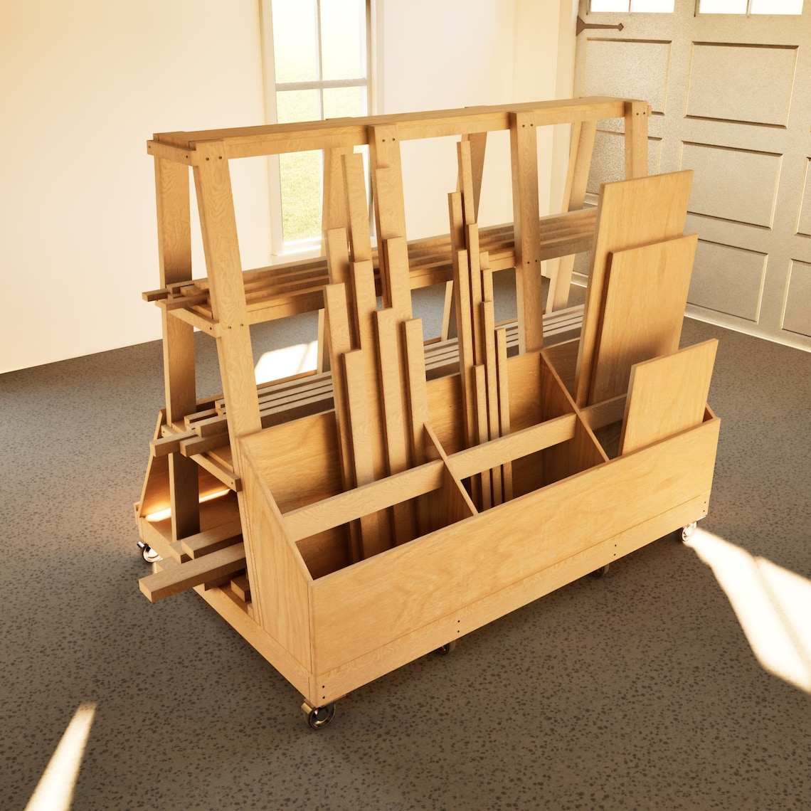 4x6 Ft DIY Mobile Wood Storage Cart Plans – Organize Scrap Lumber and ...