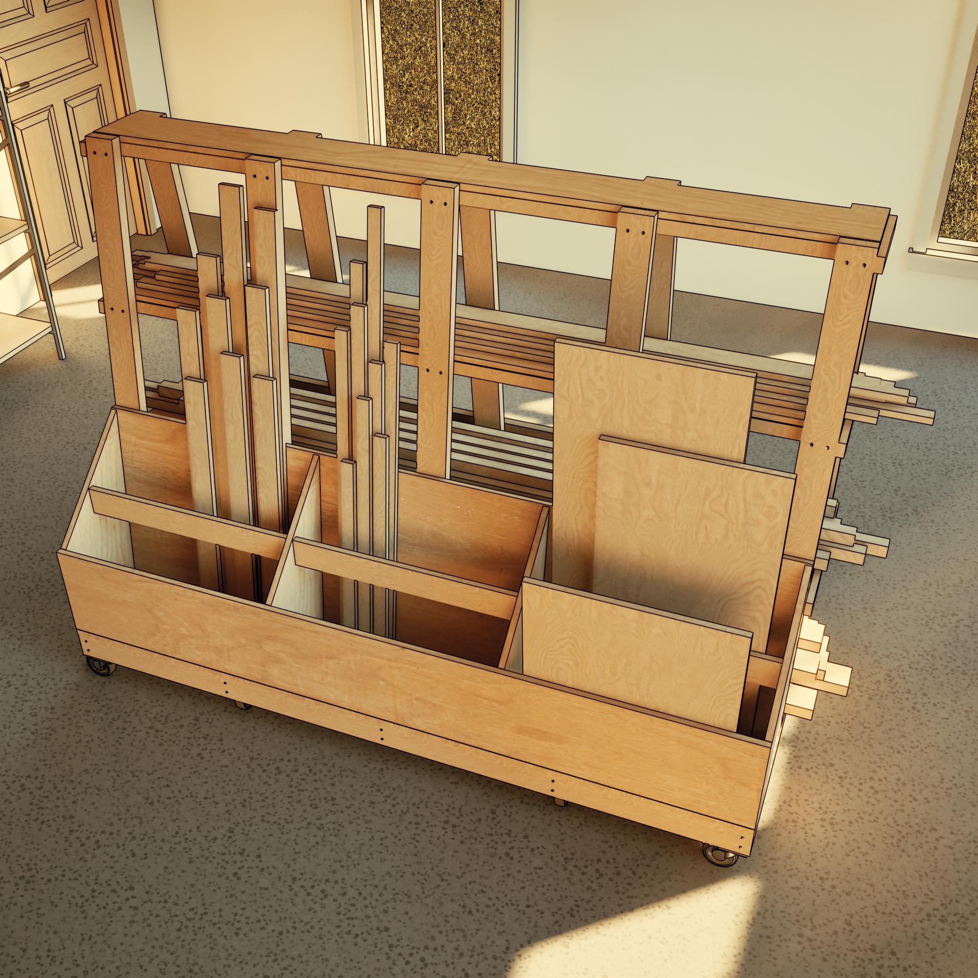 DIY 4x7 Ft Rolling Wood Storage Cart Plans – Mobile Workshop Organizer ...