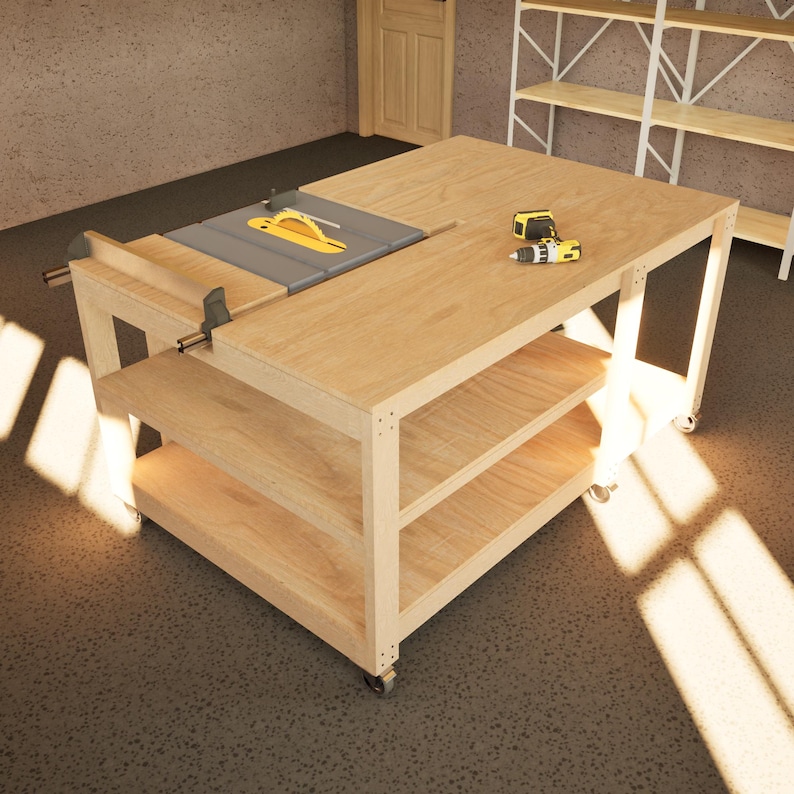 DIY 4x6 Ft Mobile Table Saw Workbench Plans: Woodworking Bench PDF - Etsy