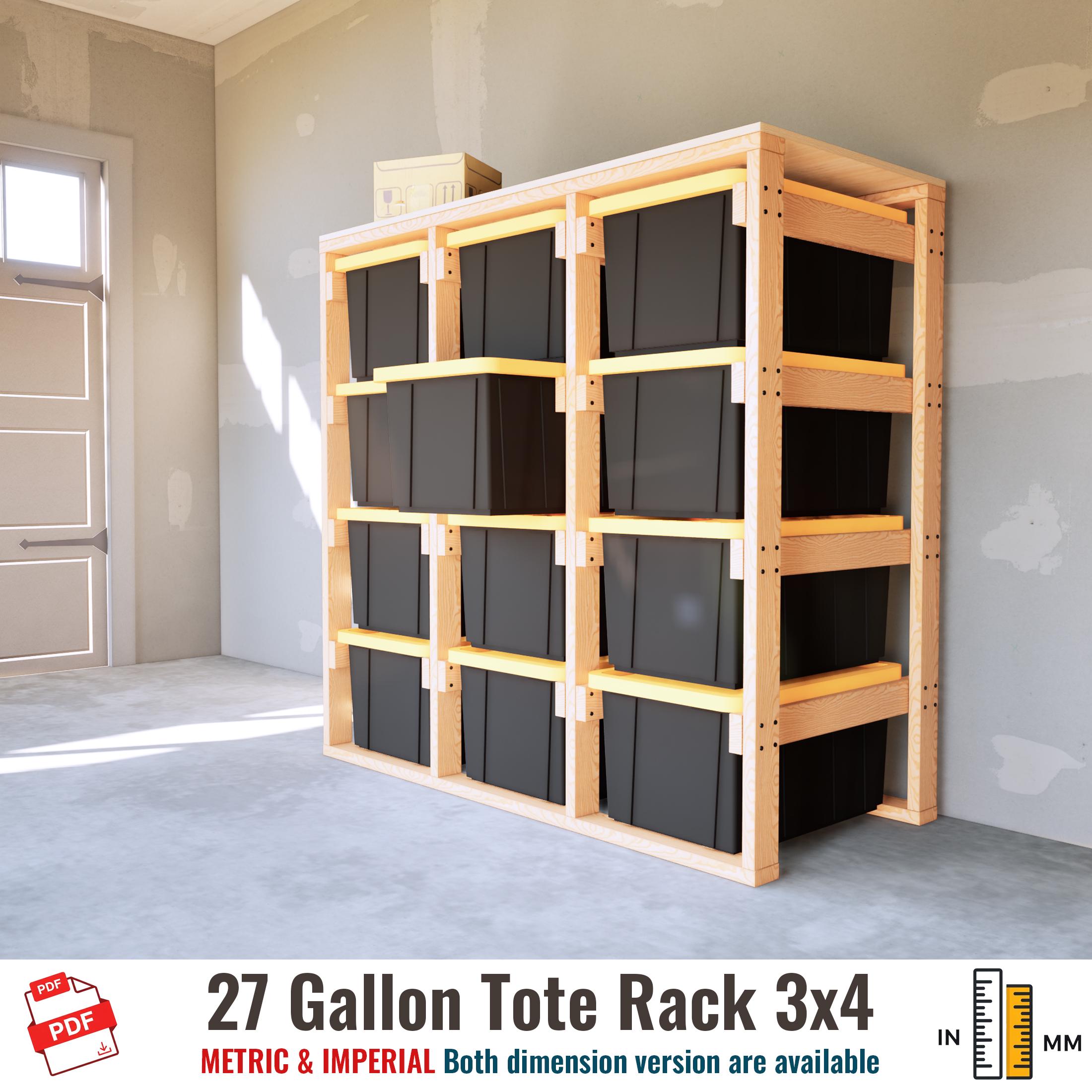 DIY 27 Gallon Bin Storage Rack Plan 3x4 Tote Shelf PDF Instant Easy ...