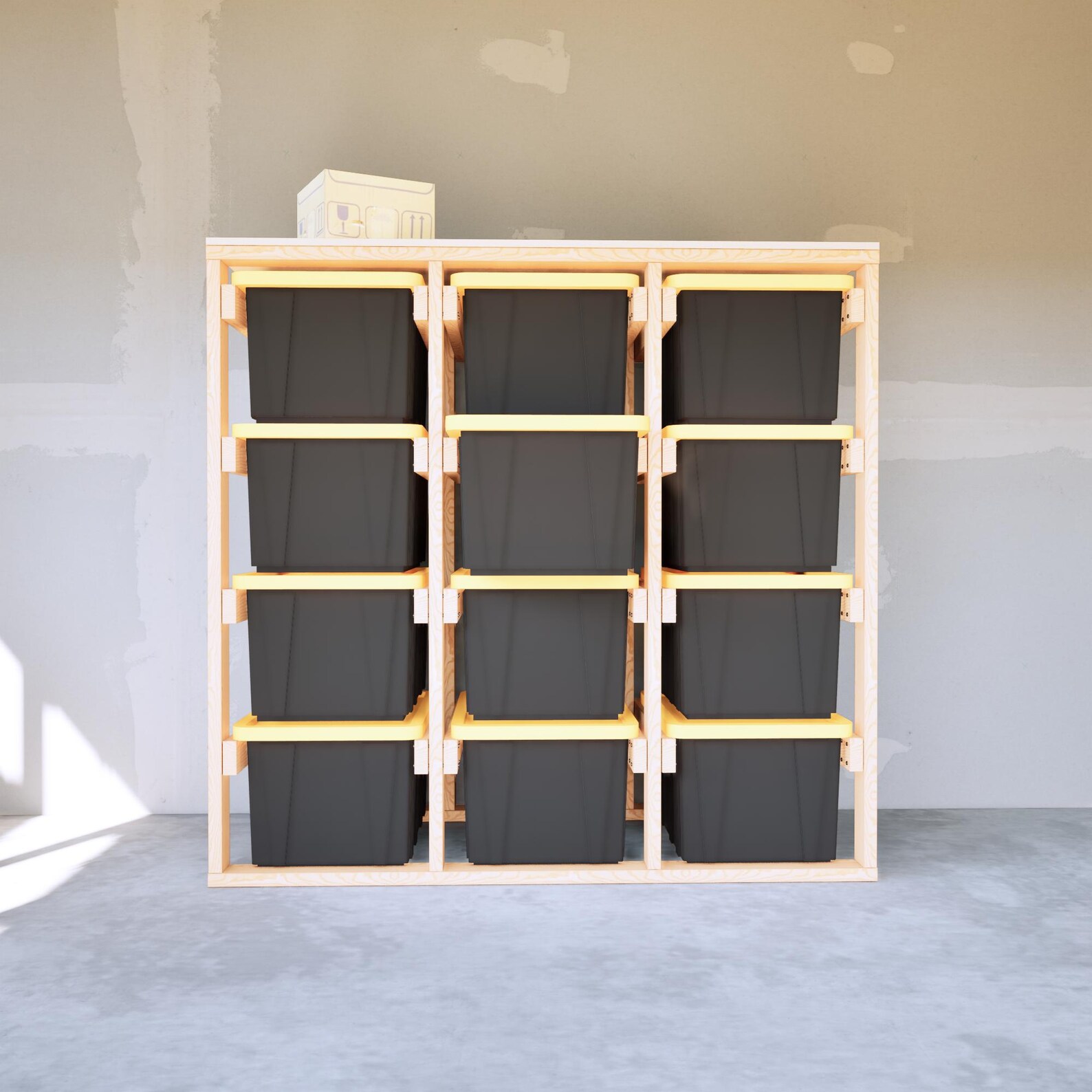 DIY 27 Gallon Bin Storage Rack Plan 3x4 Tote Shelf PDF Instant Easy ...