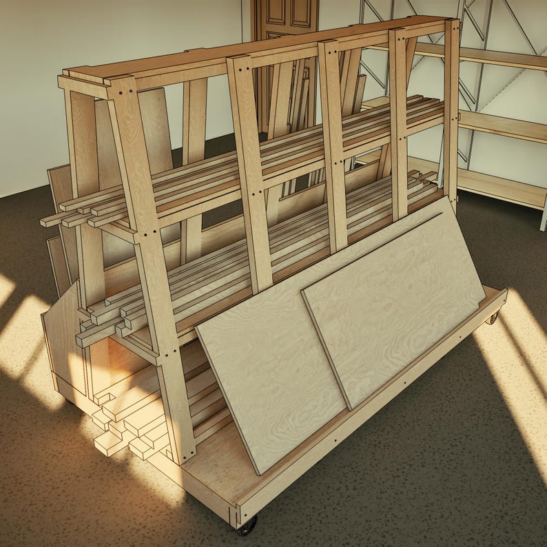 DIY 4x7 Ft Rolling Wood Storage Cart Plans – Mobile Workshop Organizer ...