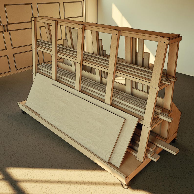 4x8 Ft DIY Mobile Wood Storage Cart Plans – Wooden Rolling Organizer ...