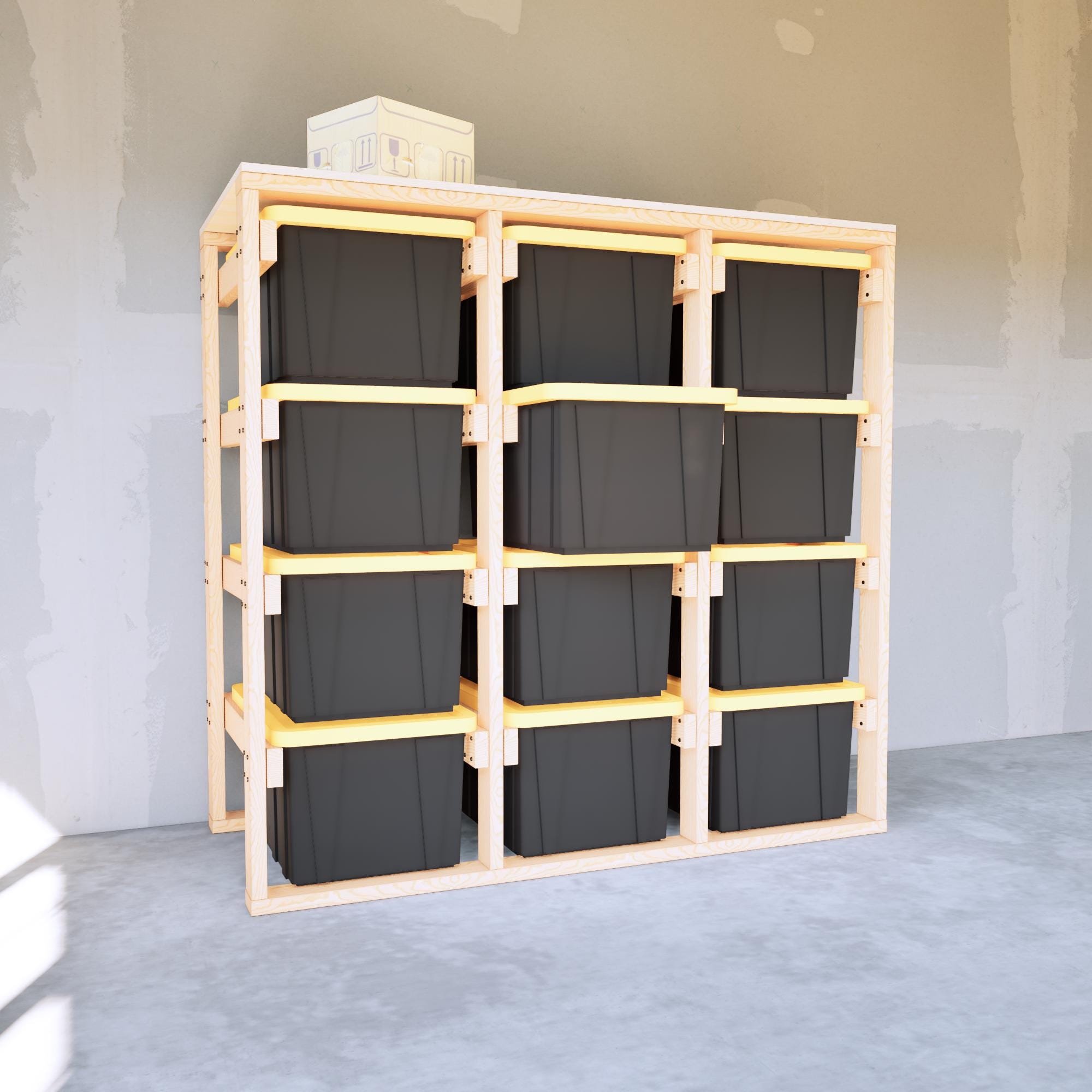 DIY 27 Gallon Bin Storage Rack Plan 3x4 Tote Shelf PDF Instant Easy ...