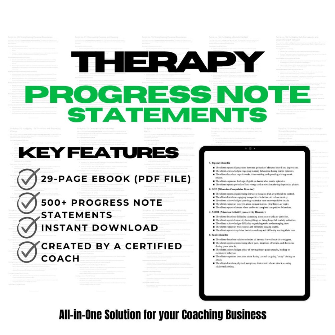Counselor Notes, Progress Notes, Psychotherapy Notes, Session Notes ...