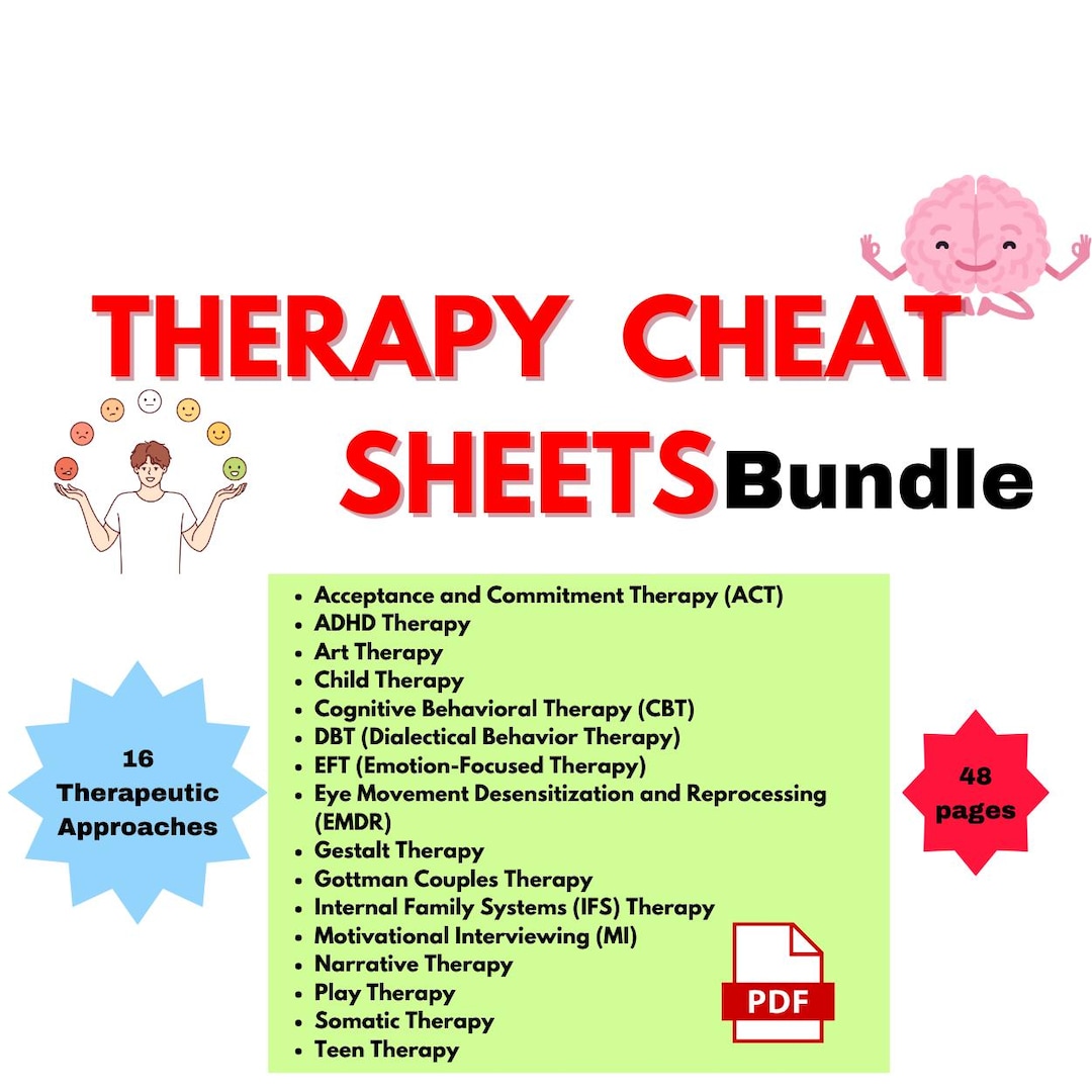 Therapy Cheat Sheet Bundle, Therapy Worksheets, IFS Tools, EMDR Therapy ...