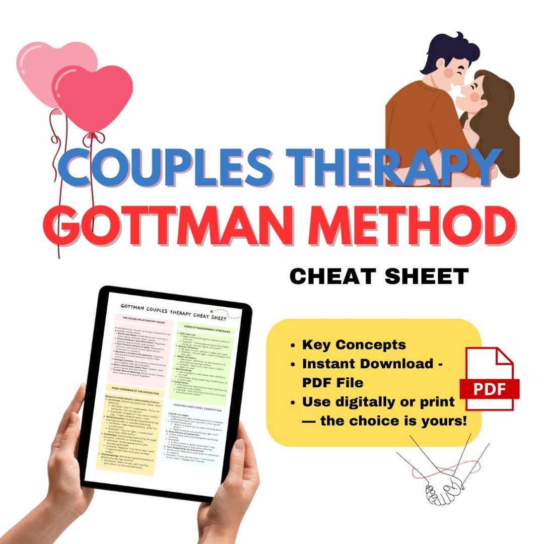 Gottman Method Cheat Sheets, Couples Therapy Resources, Gottman Method ...