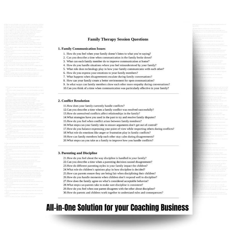 Family Therapy Session Questions, Counseling Resource (printable PDF ...