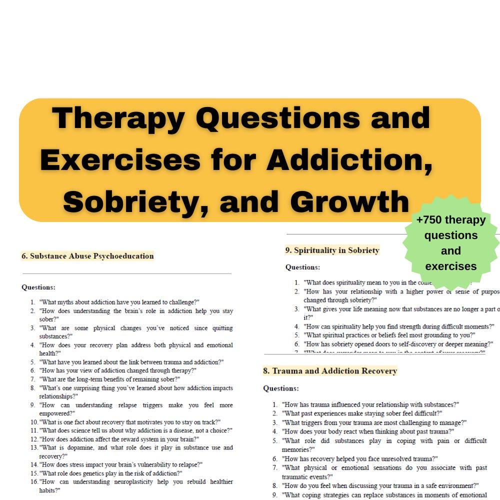 Addiction and Sobriety Therapy Questions and Exercises, Addiction ...