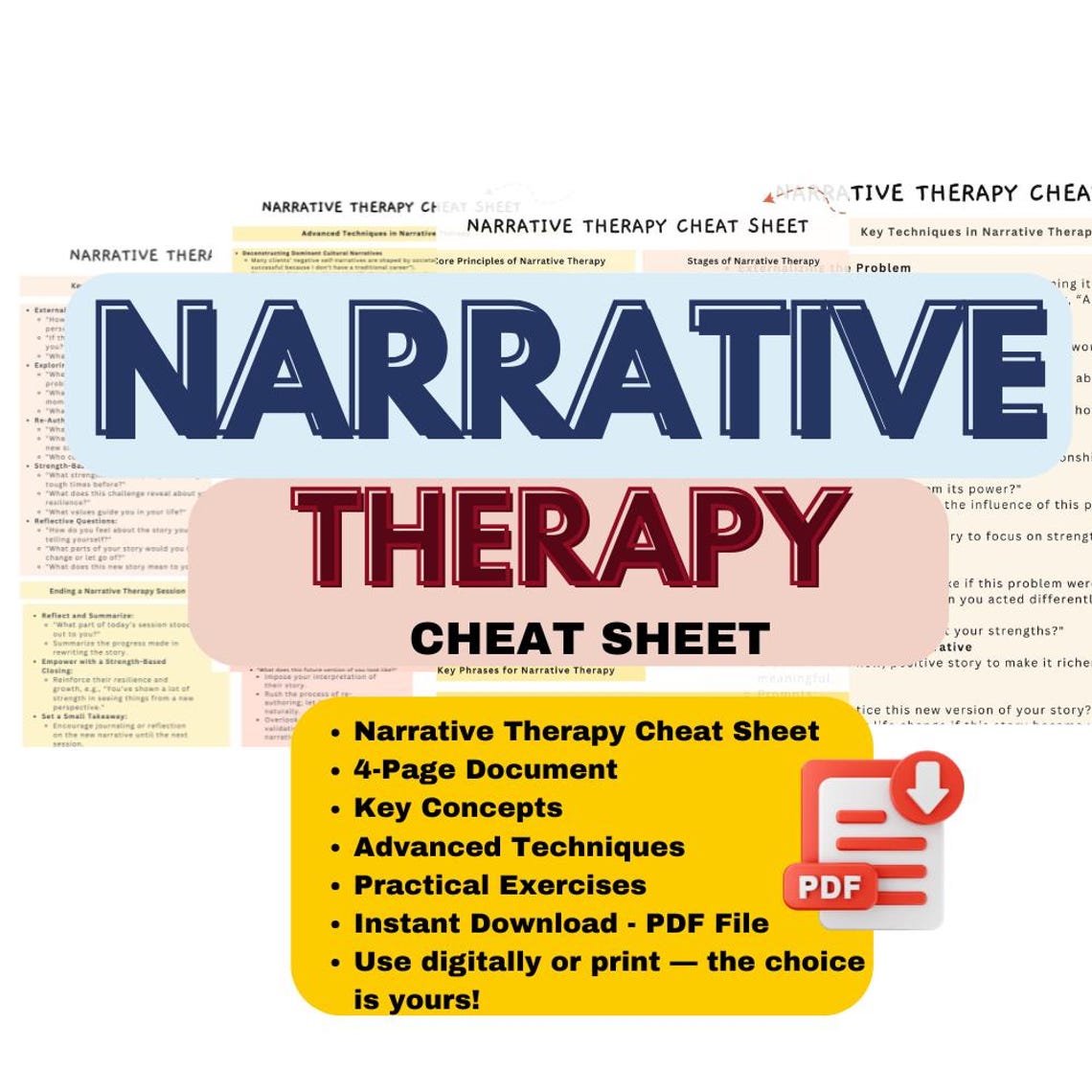 Narrative Therapy Cheat Sheet, Narrative Therapy Resources, Narrative ...