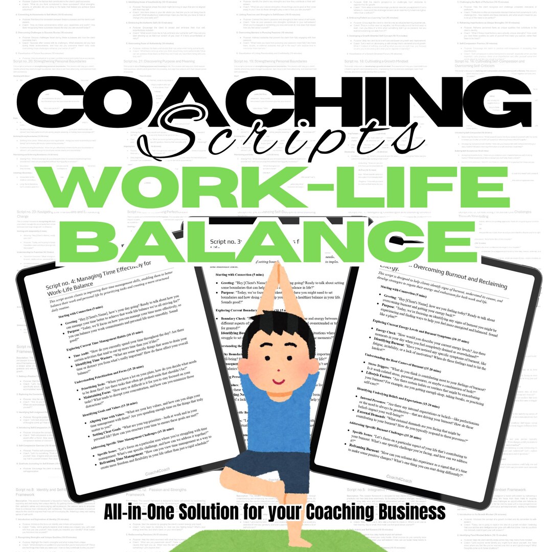 Work-life Balance, Life Coaching Session, Coaching Scripts, Therapist ...