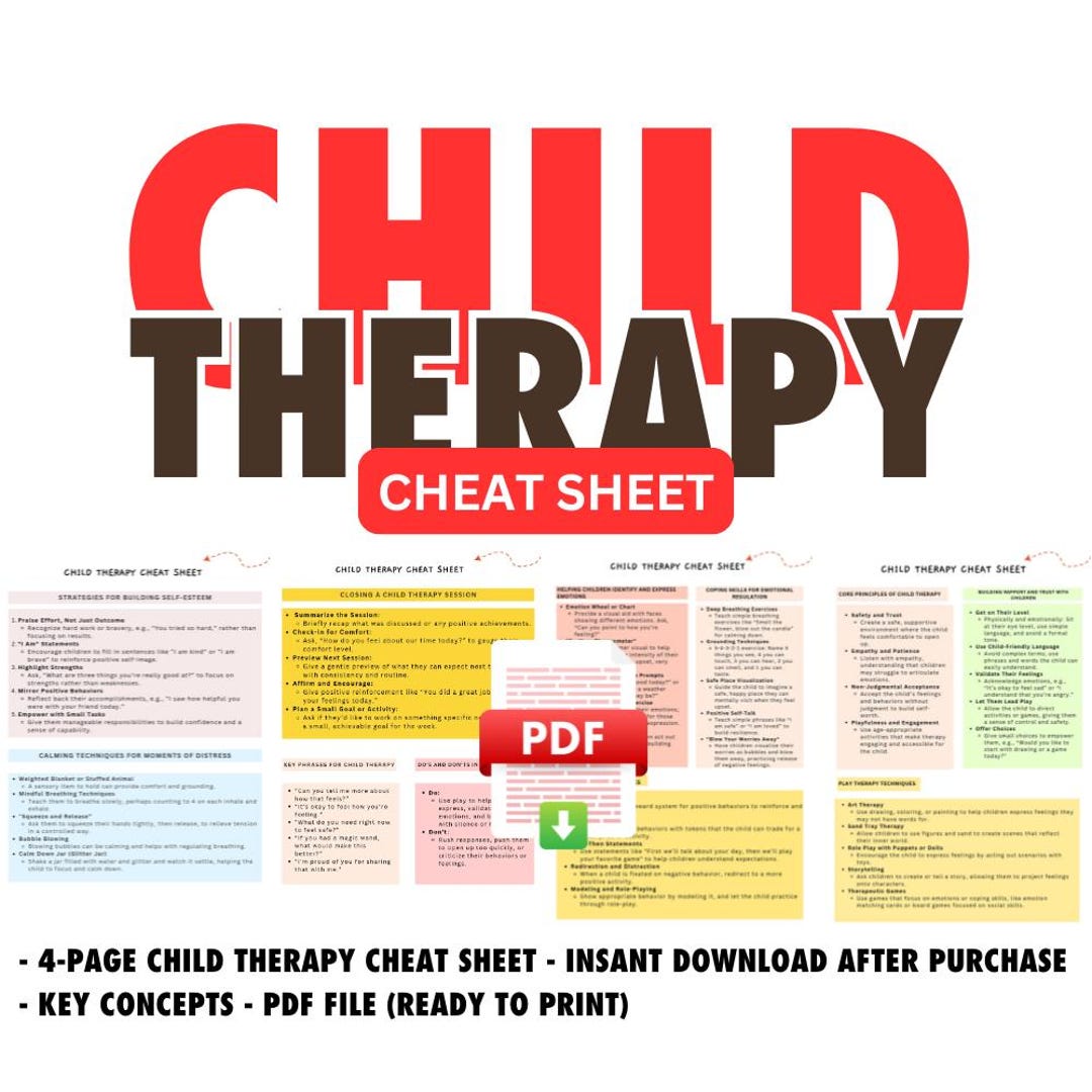 Child Therapy Cheat Sheet | Psychotherapy | Kids Therapy Resources ...