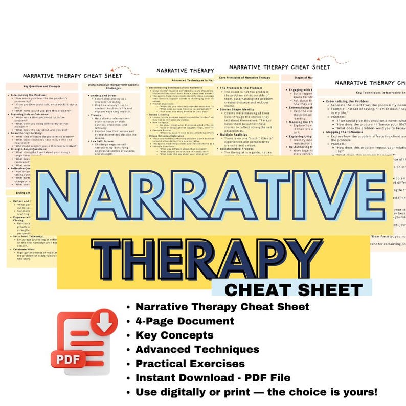 Narrative Therapy Cheat Sheet, Narrative Therapy Resources, Narrative ...