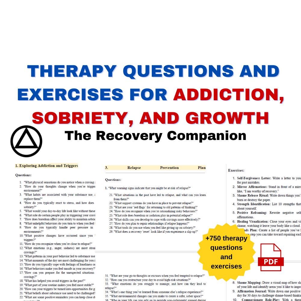 Addiction and Sobriety Therapy Questions and Exercises, Addiction ...