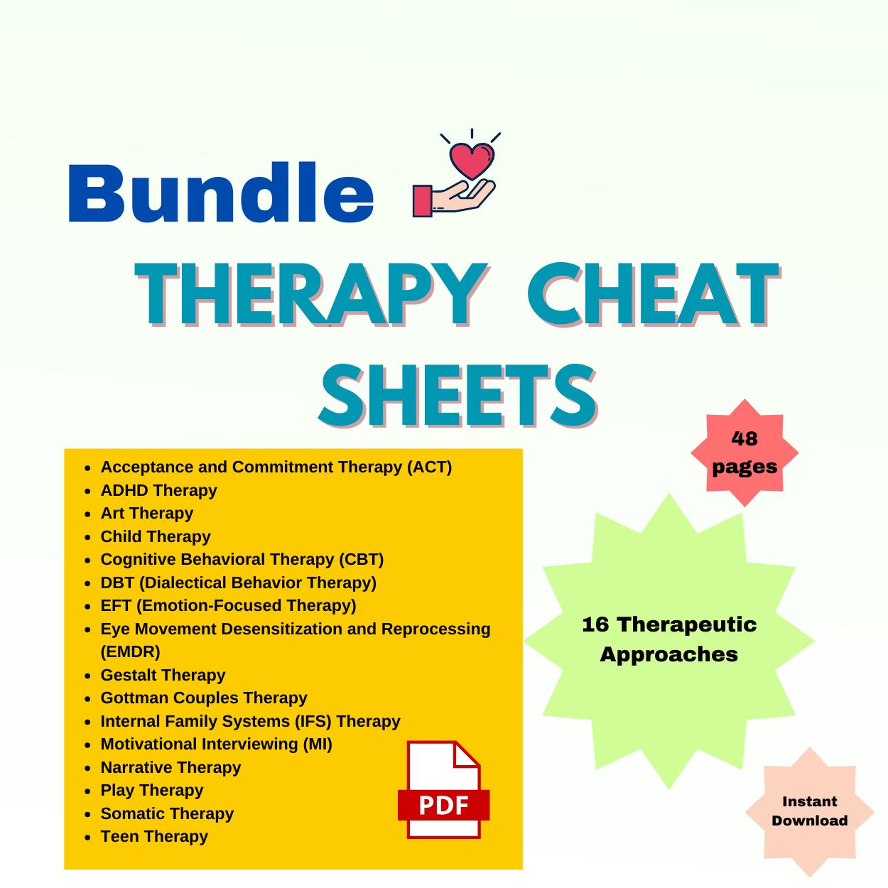 Therapy Cheat Sheet Bundle, Therapy Worksheets, IFS Tools, EMDR Therapy ...