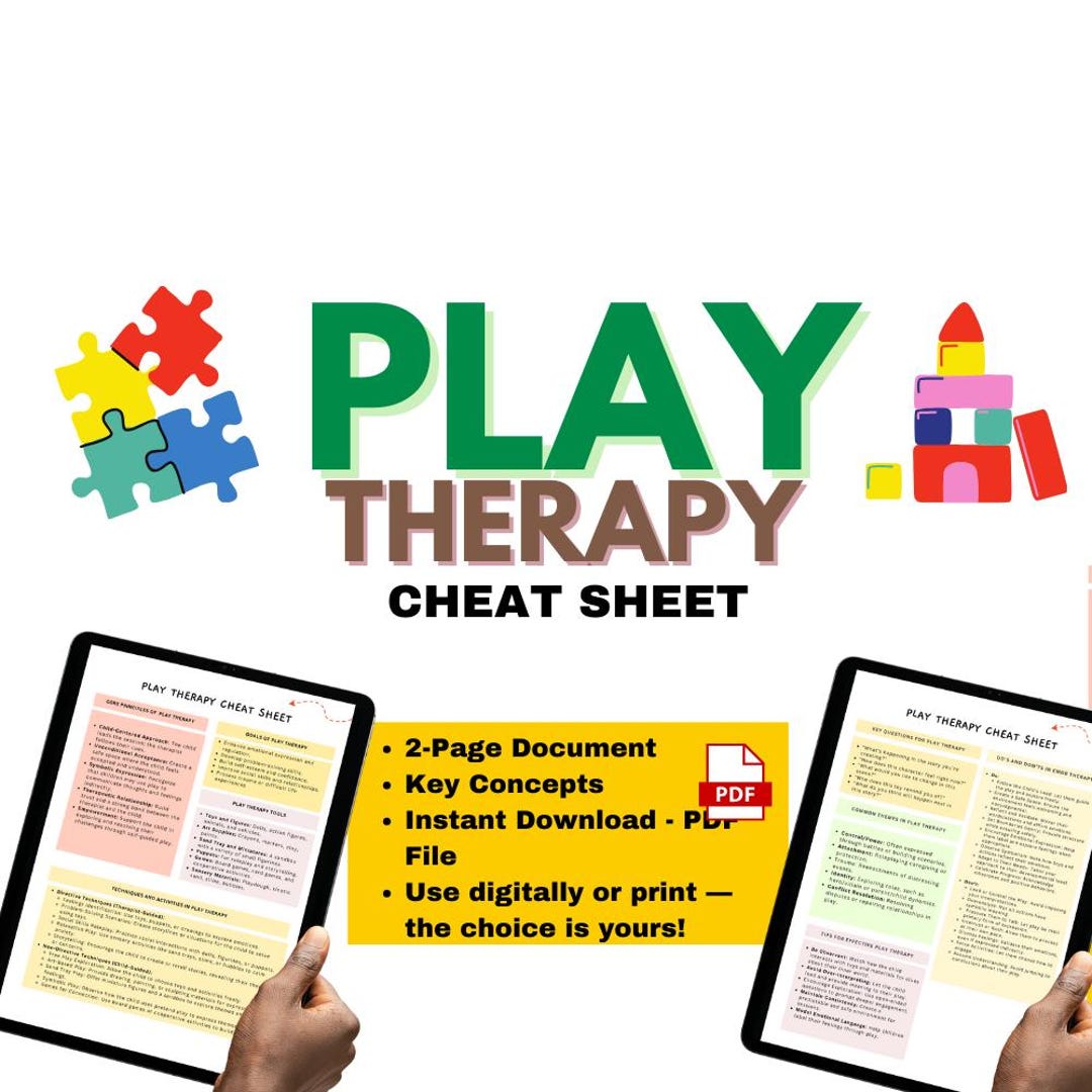 Play Therapy Cheat Sheet, Child Therapy Handout, Play Therapist Guide ...