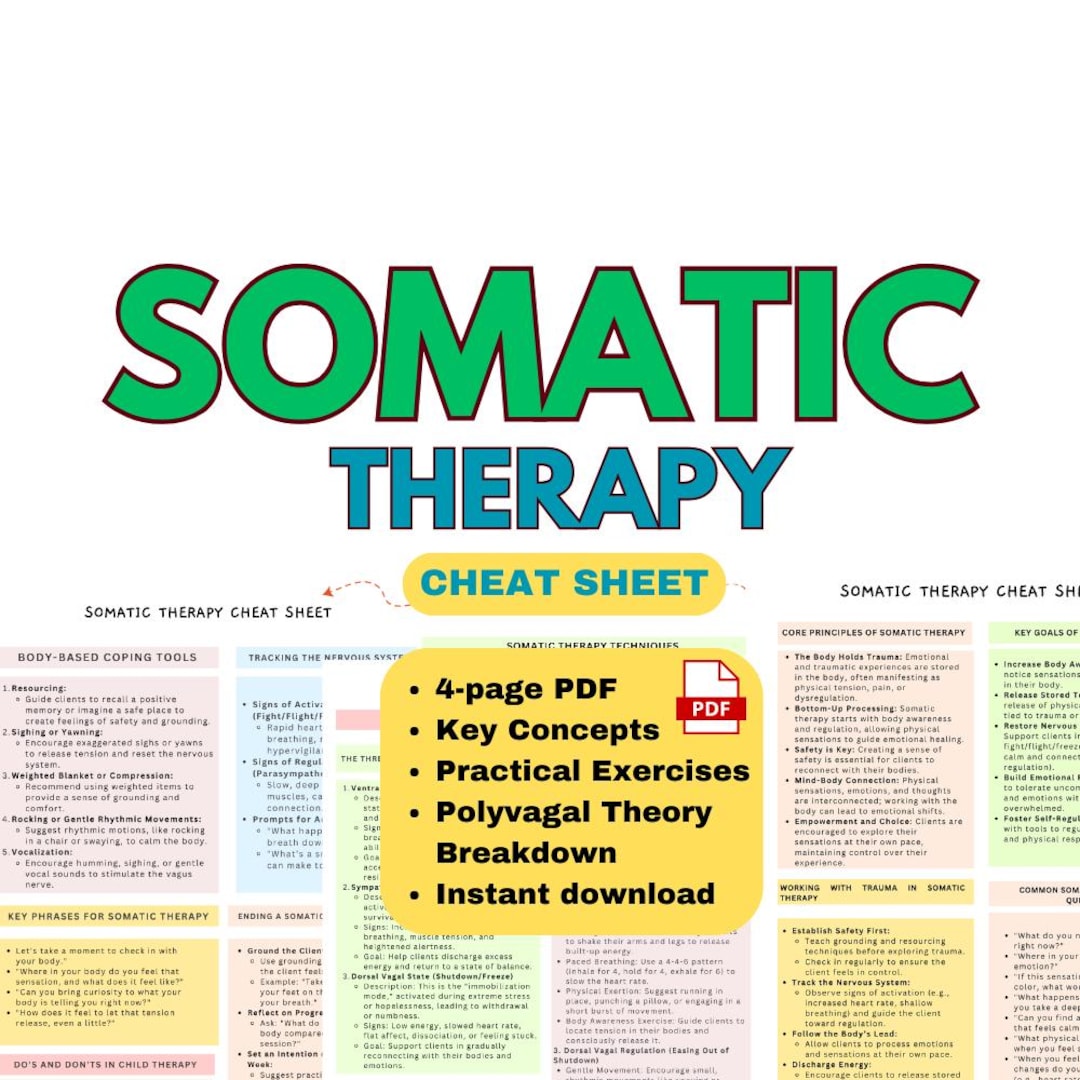 Polyvagal Theory Guide, Somatic Therapy Cheat Sheet, Counselling ...