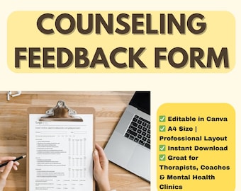Counseling Feedback Form, Client Session Feedback, Therapy Review Form ...