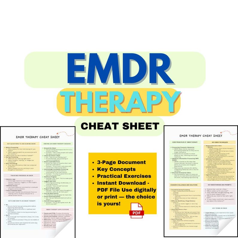 EMDR Therapy Cheat Sheets, EMDR Therapist Tools, Trauma-informed ...