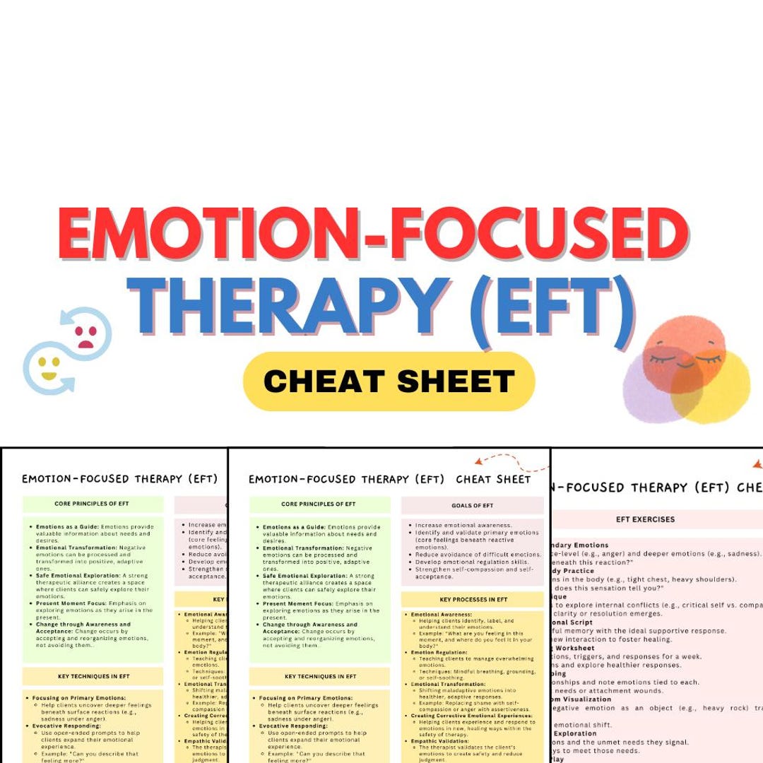 Emotion-focused Therapy Cheat Sheet, EFT Therapy Interventions, EFT ...