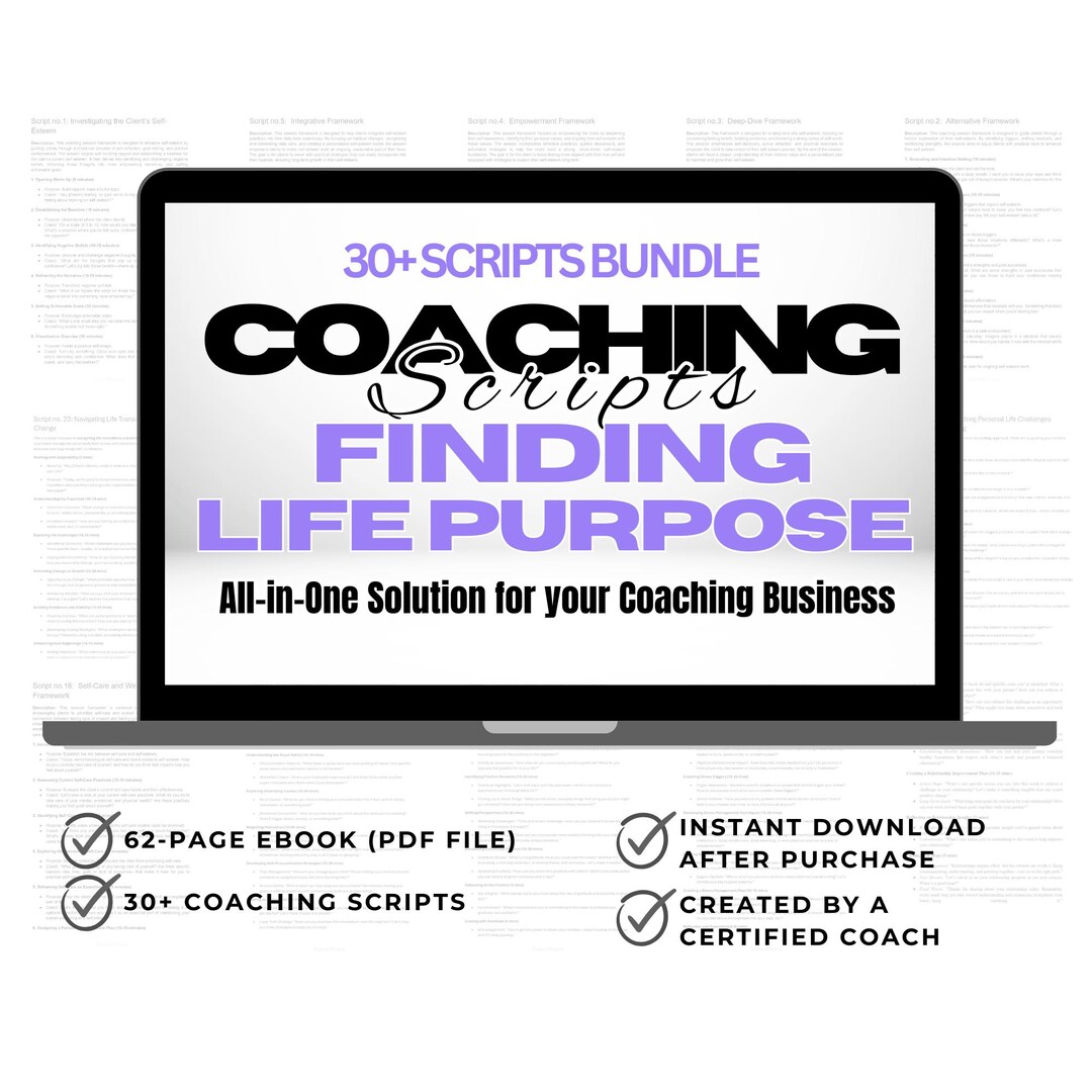 How to Find Your Purpose, Career Coach Workbook, Coaching Scripts ...