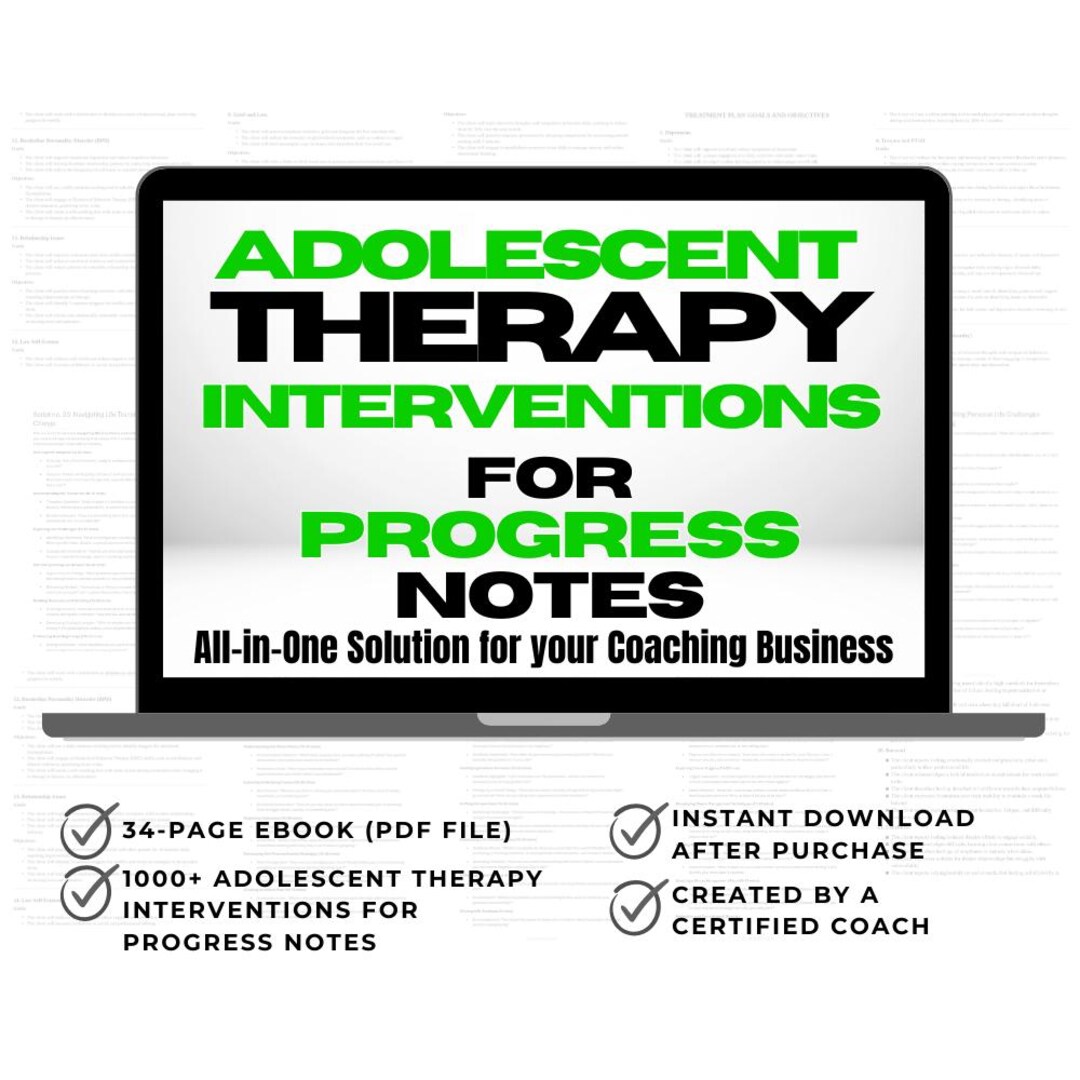 Adolescent Therapy Interventions for Progress Notes, Child Therapy ...