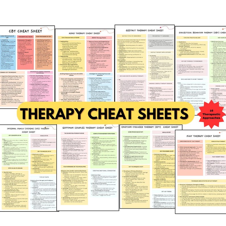Therapy Cheat Sheet Bundle, Therapy Worksheets, IFS Tools, EMDR Therapy ...