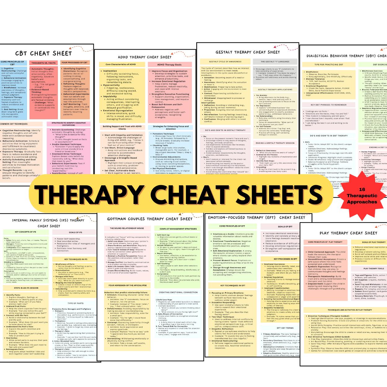 Therapy Cheat Sheet Bundle, Therapy Worksheets, IFS Tools, EMDR Therapy ...