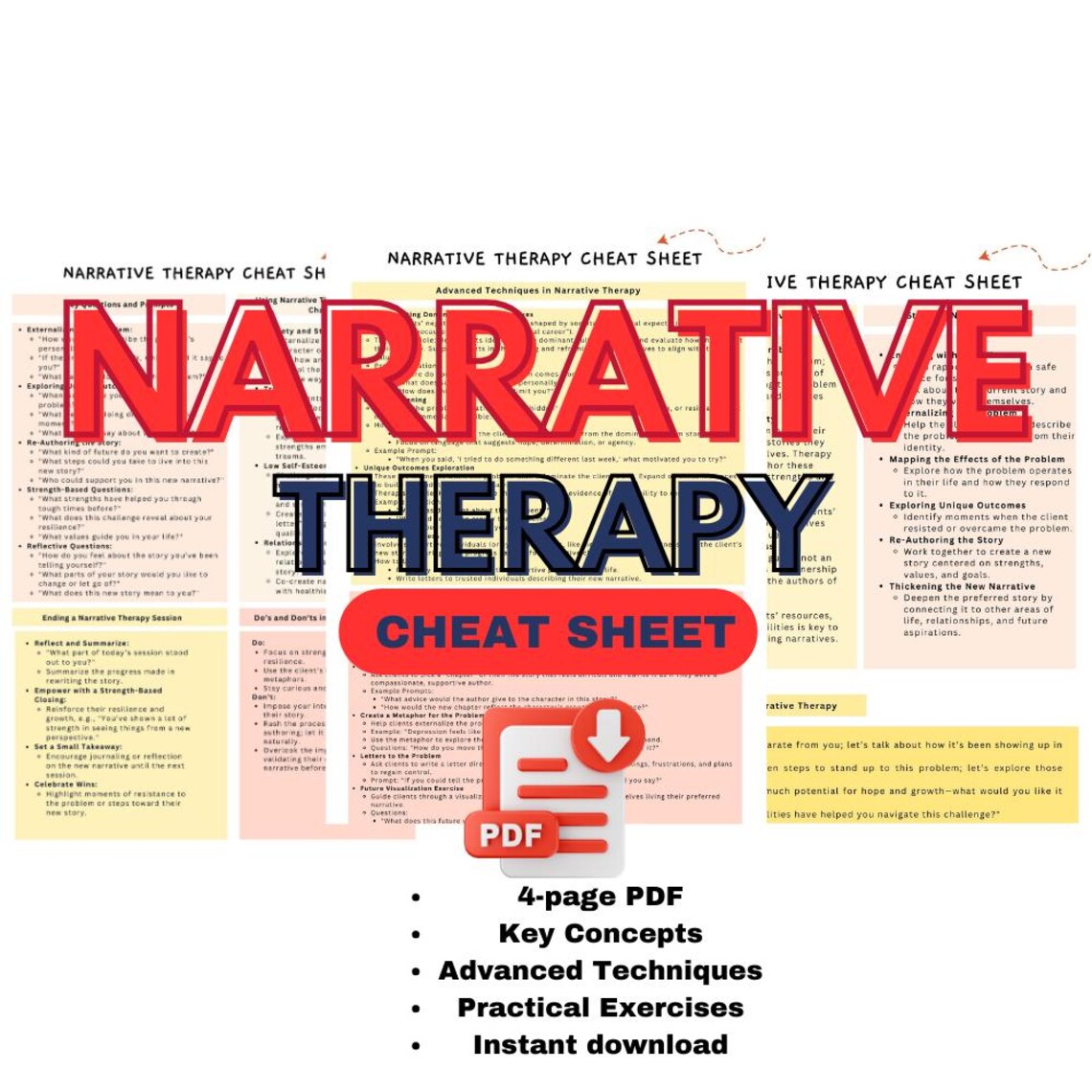 Narrative Therapy Cheat Sheet, Narrative Therapy Resources, Narrative ...