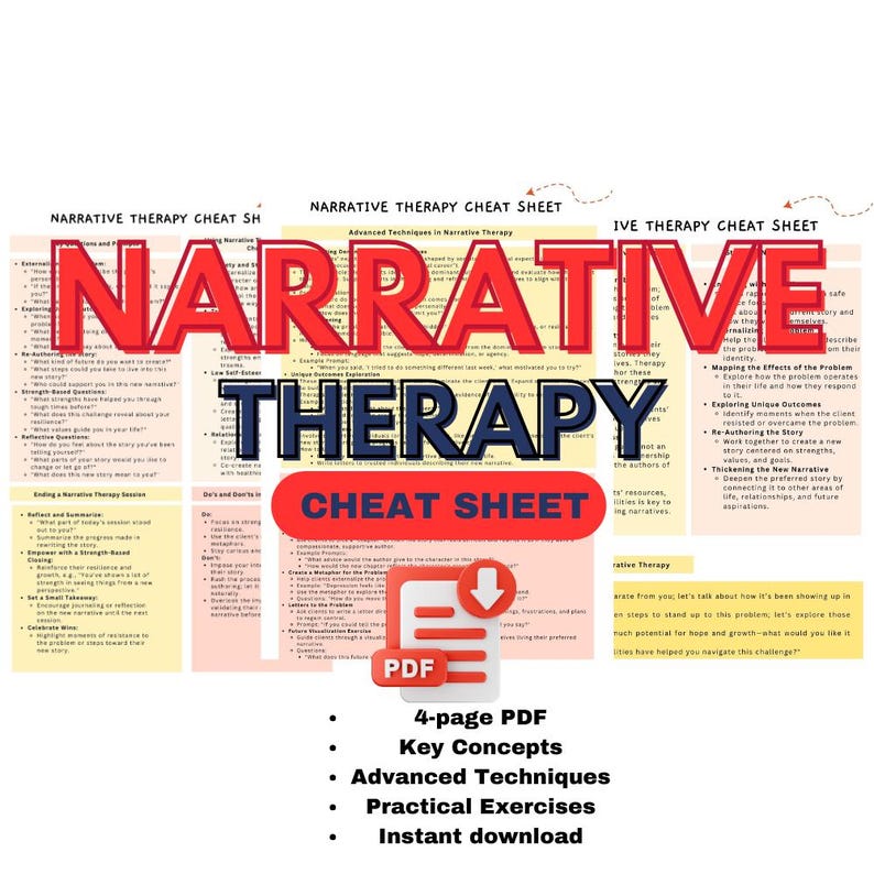 Narrative Therapy Cheat Sheet, Narrative Therapy Resources, Narrative ...