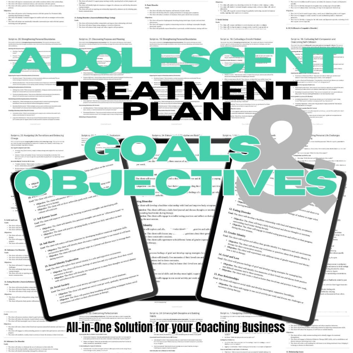 Adolescent Therapy Treatment Plan Goals and Objectives, Child Therapy ...