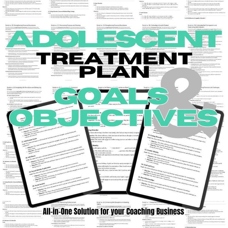 Adolescent Therapy Treatment Plan Goals and Objectives, Child Therapy ...