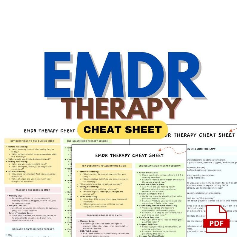 EMDR Therapy Cheat Sheets, Eye Movement Desensitization Reprocessing ...