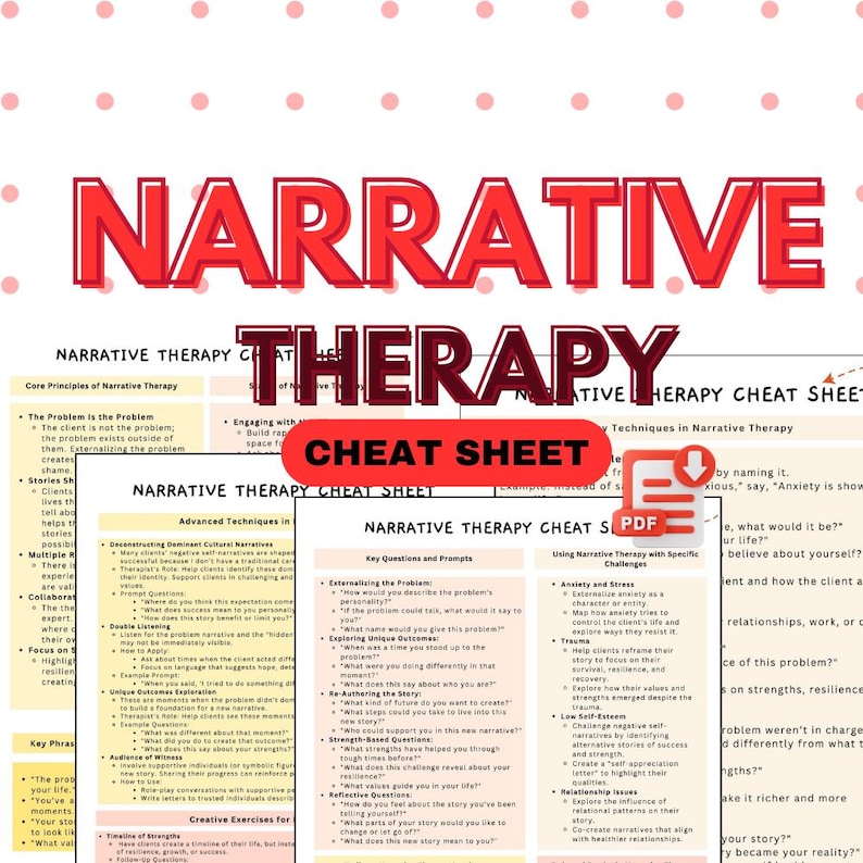 Narrative Therapy Cheat Sheet, Narrative Therapy Resources, Narrative ...