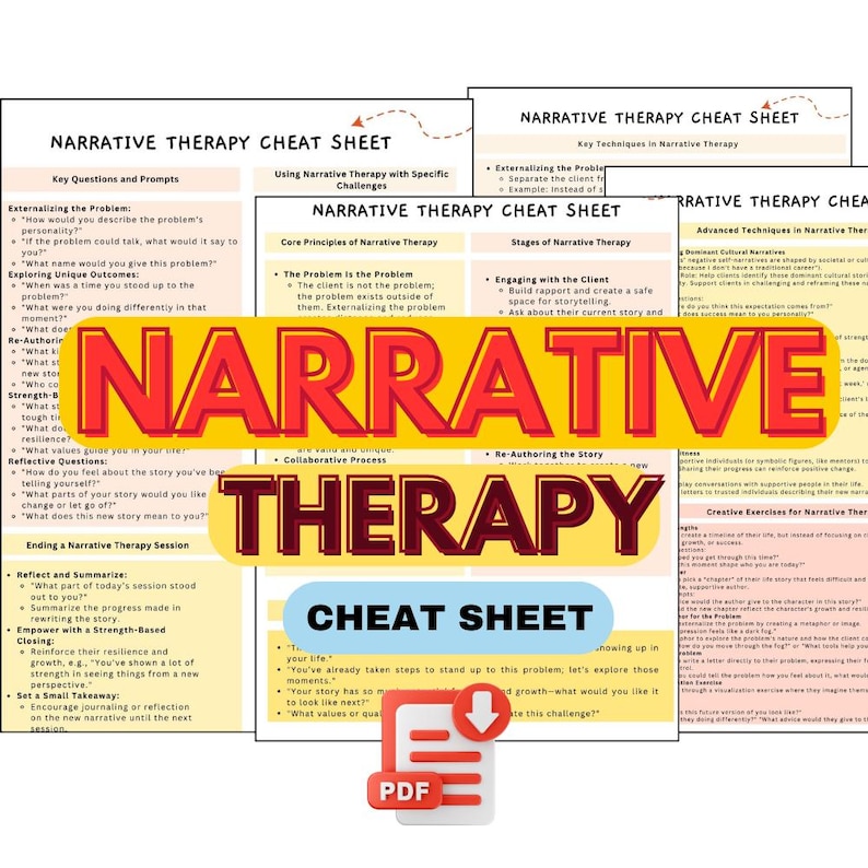Narrative Therapy Cheat Sheet, Narrative Therapy Resources, Narrative ...