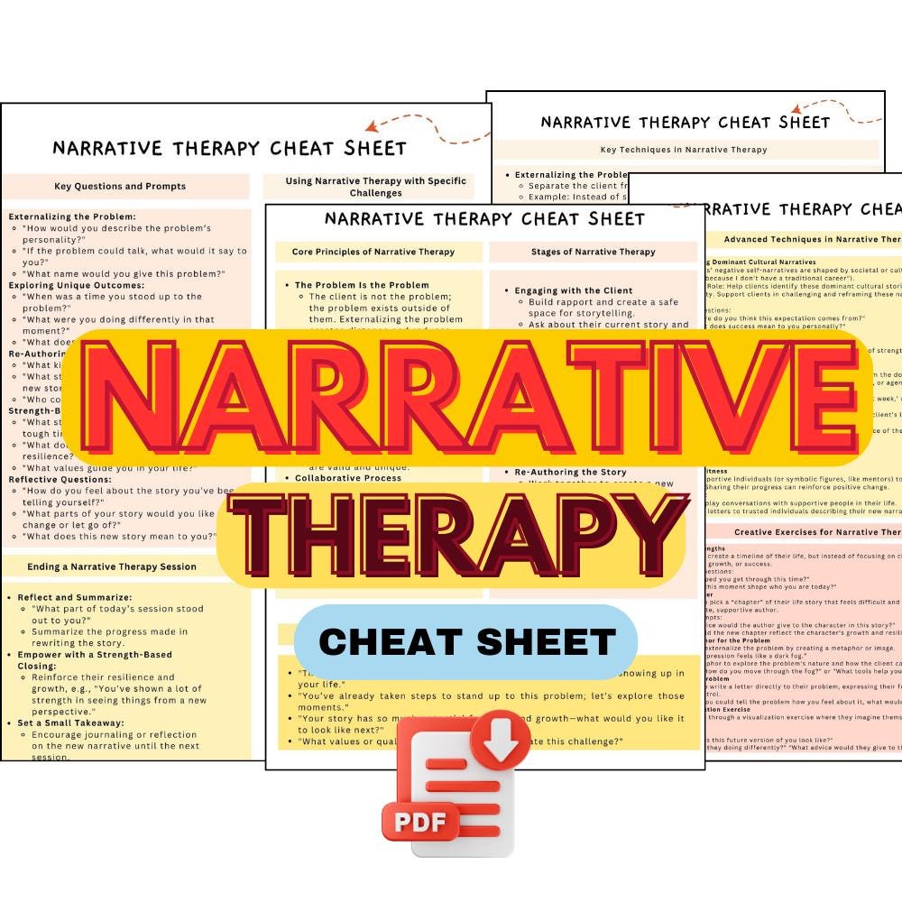Narrative Therapy Cheat Sheet, Narrative Therapy Resources, Narrative ...
