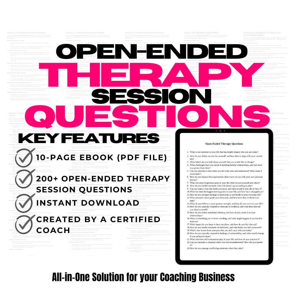 Open Ended Therapy Questions, Counseling Questions, Therapy Resources ...