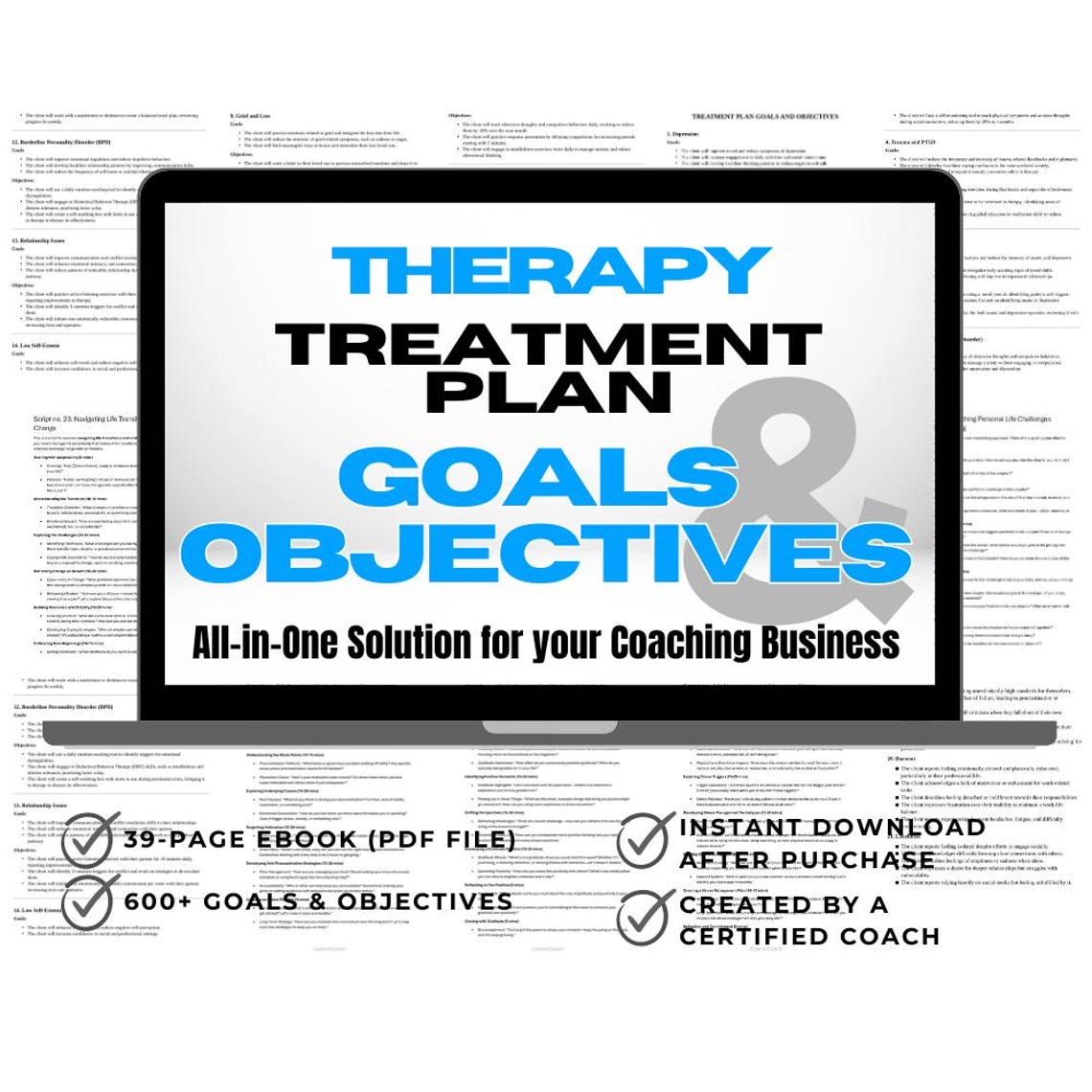Therapist Treatment Plan Goals & Objectives, Therapy Goals and ...