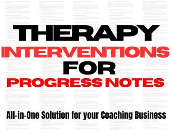 Adolescent Therapy Interventions for Progress Notes, Therapeutic ...