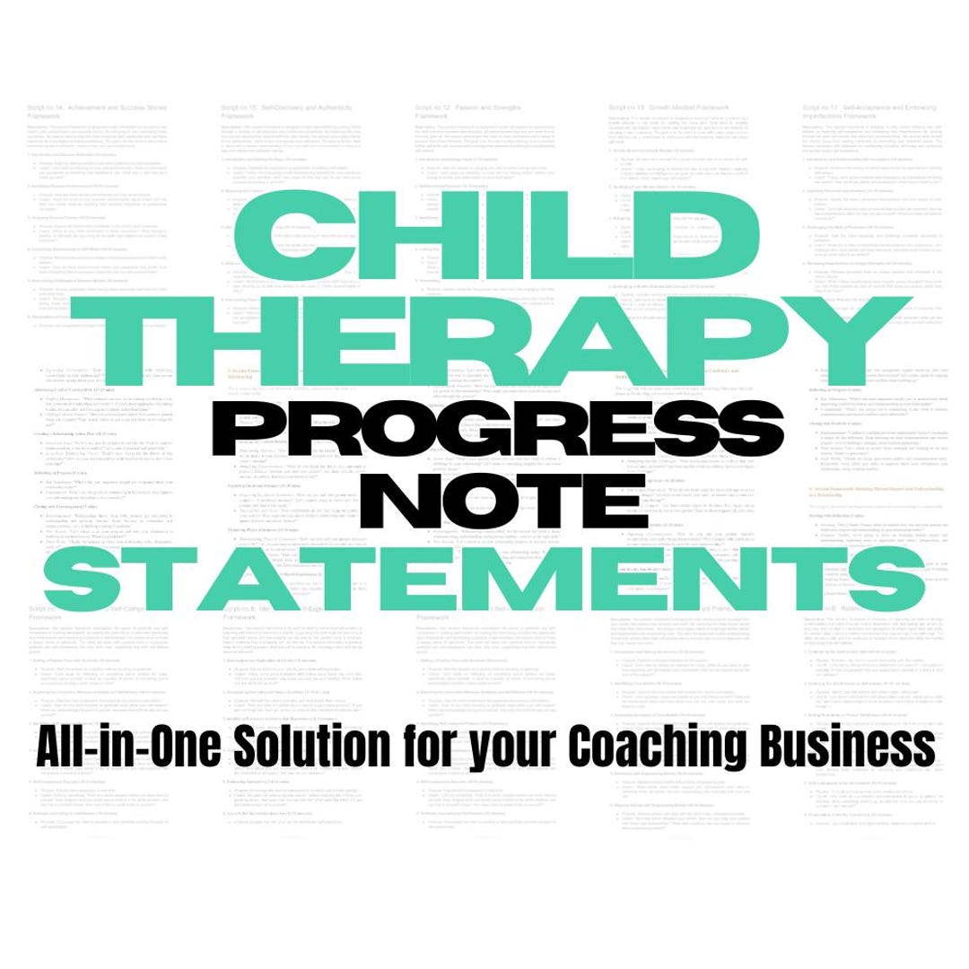 Child Therapy Progress Note Statements, Therapy Progress Notes ...