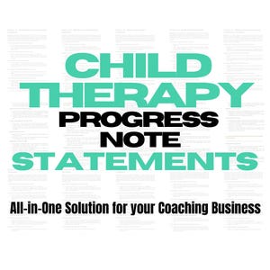 Child Therapy Progress Note Statements, Therapy Progress Notes ...