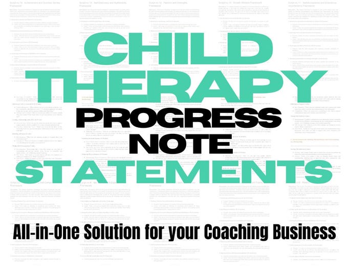 Child Therapy Progress Note Statements, Therapy Progress Notes ...