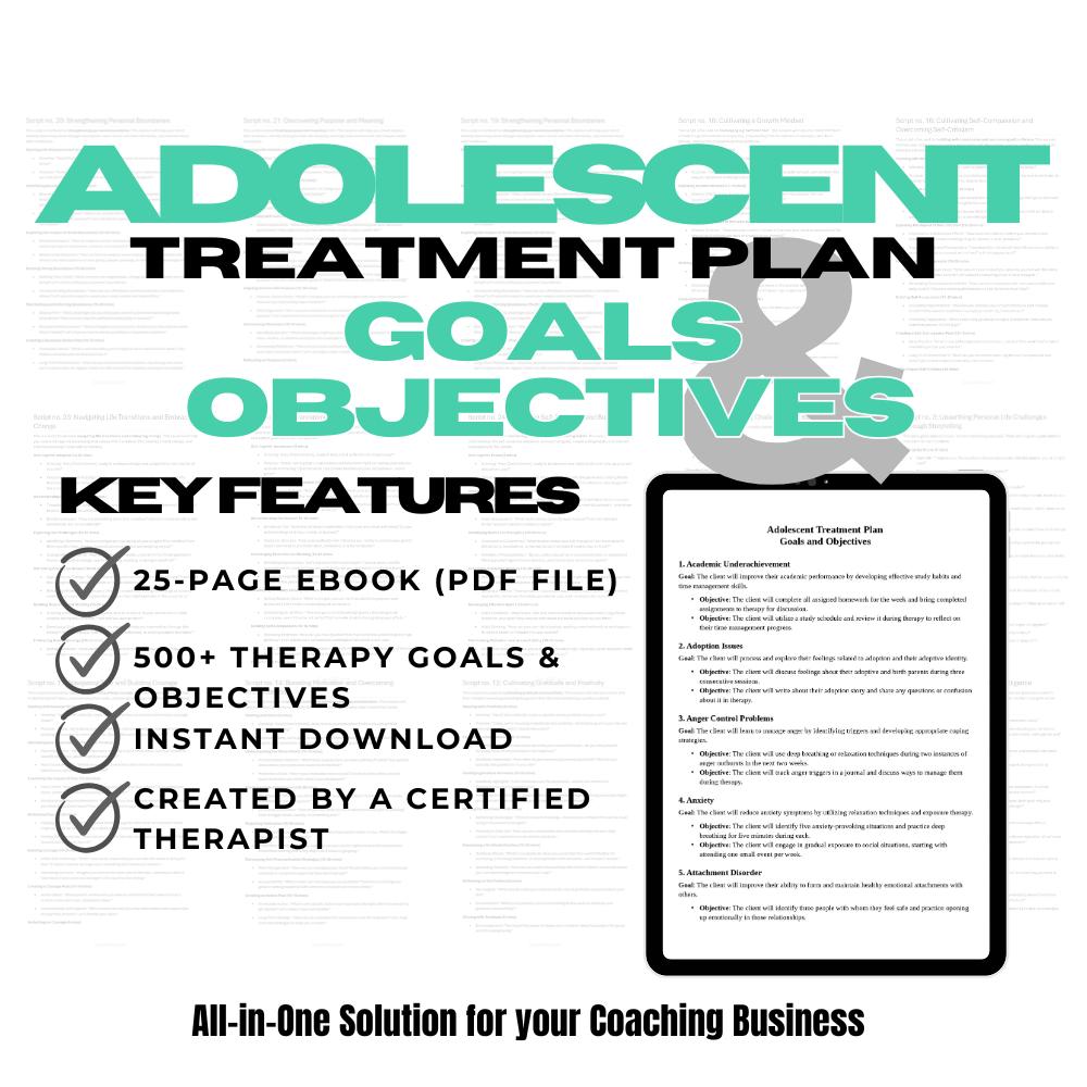 Adolescent Therapy Treatment Plan Goals and Objectives, Child Therapy ...
