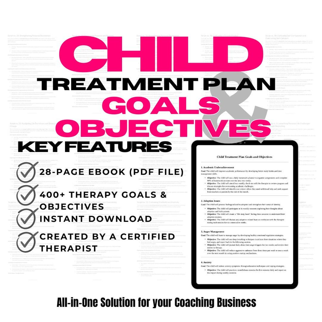Child Treatment Plan Goals and Objectives, Child Counseling, Children ...