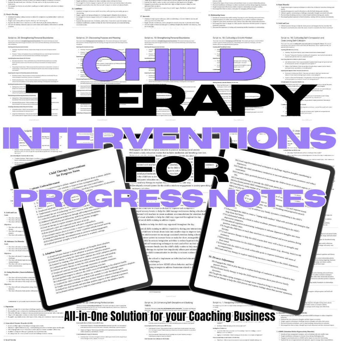 Child Therapy Interventions for Progress Notes, Therapeutic ...