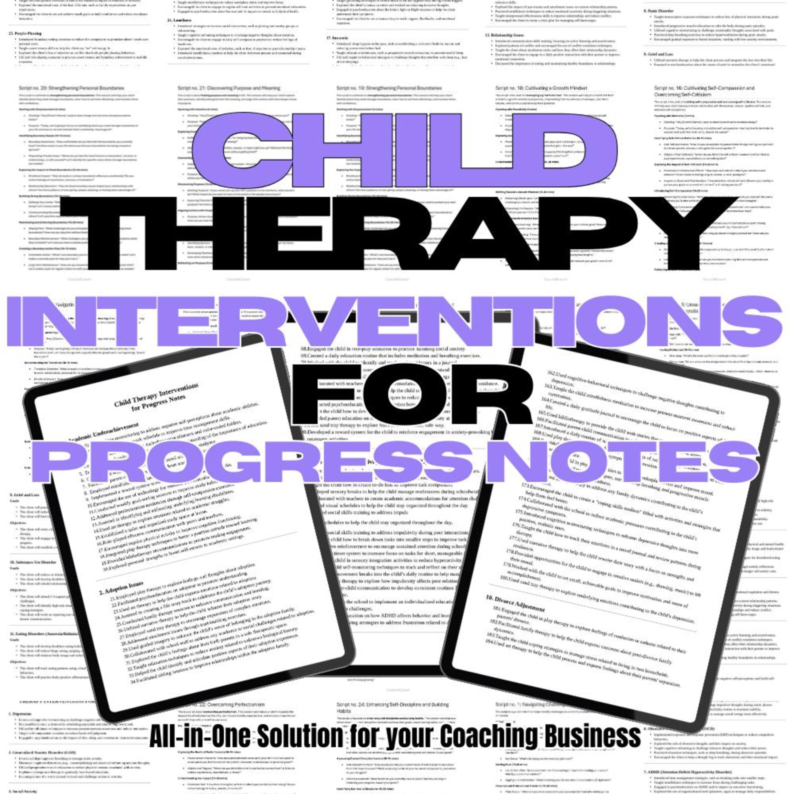 Child Therapy Interventions for Progress Notes, Therapeutic ...