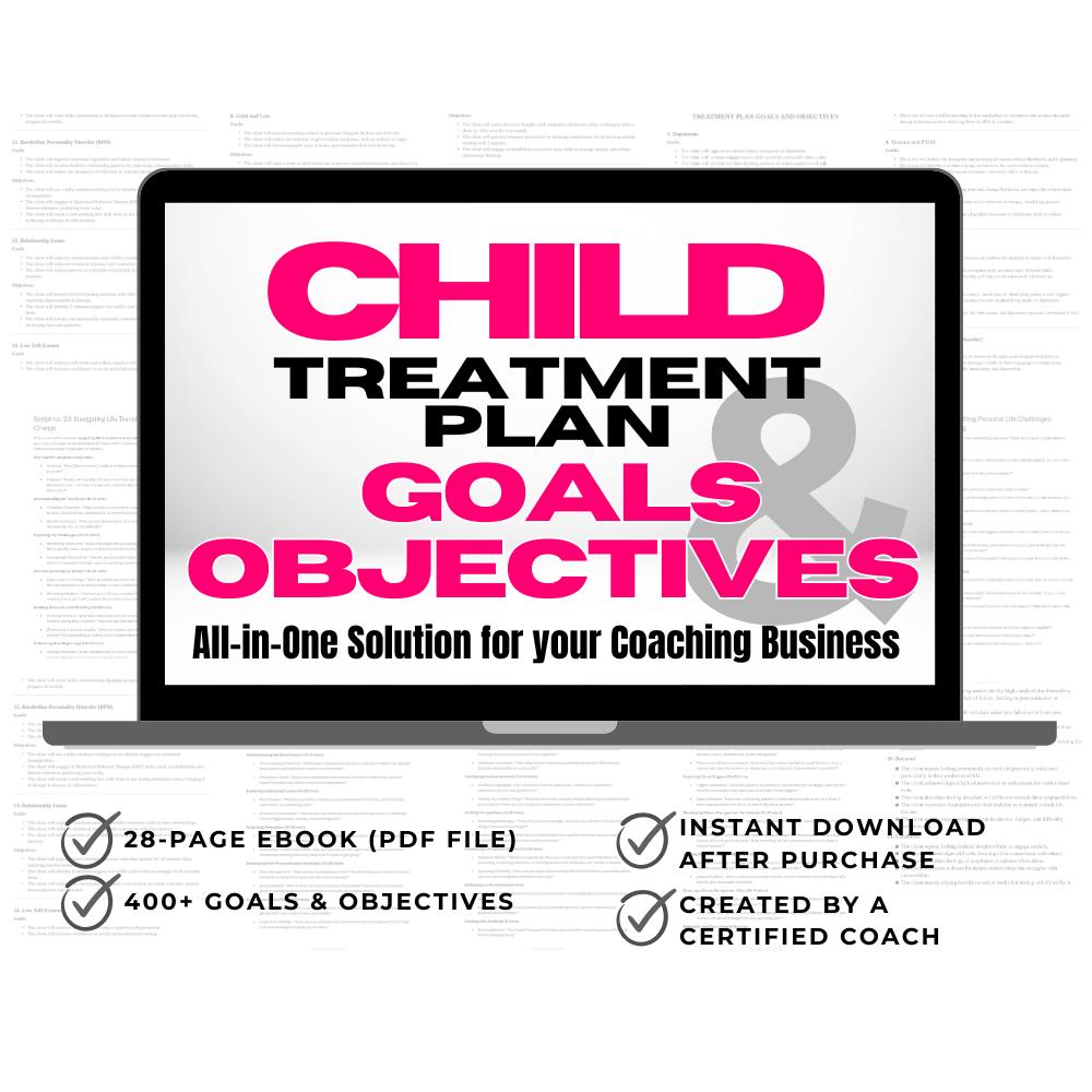 Child Treatment Plan Goals and Objectives, Child Counseling, Children ...