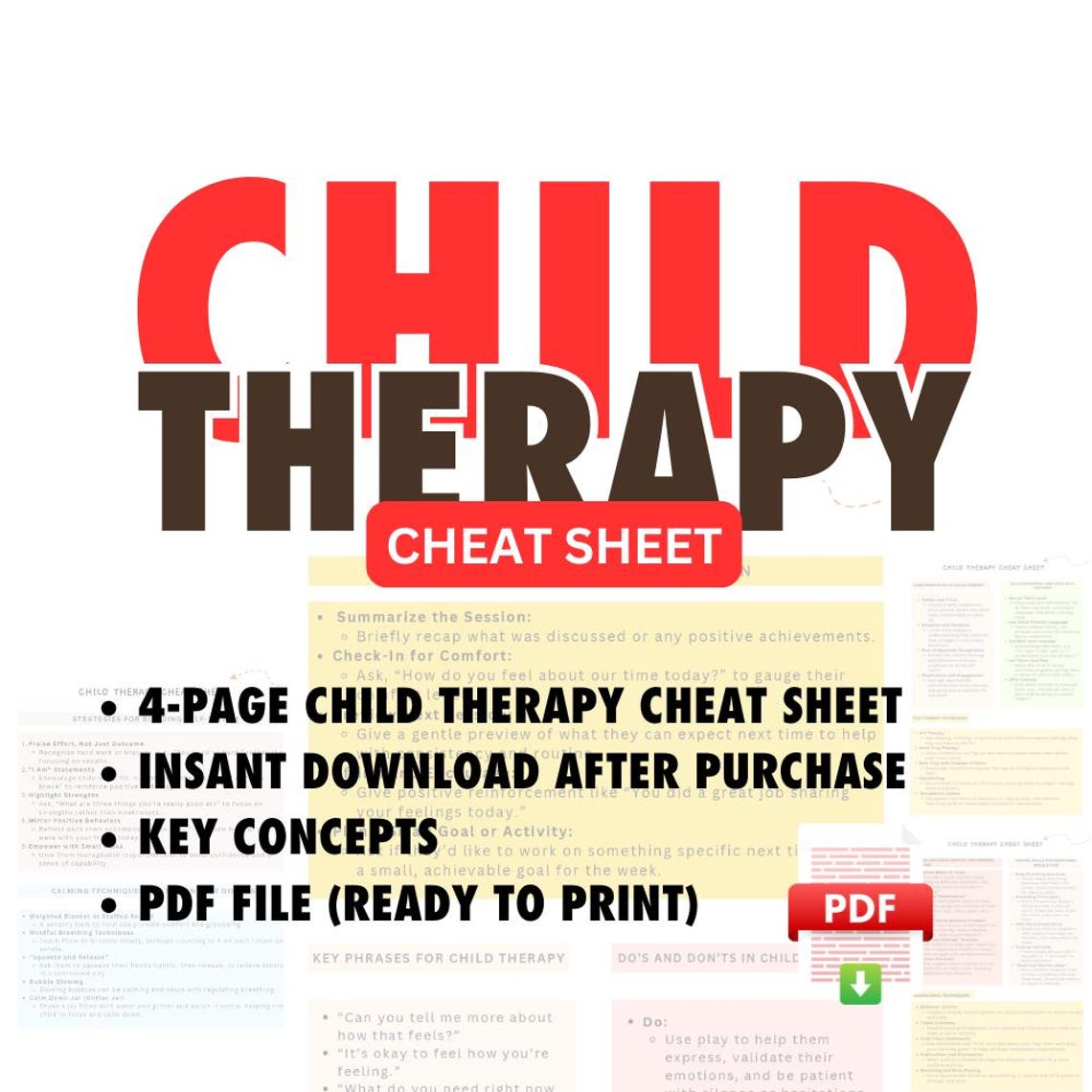 Child Therapy Cheat Sheet | Psychotherapy | Kids Therapy Resources ...